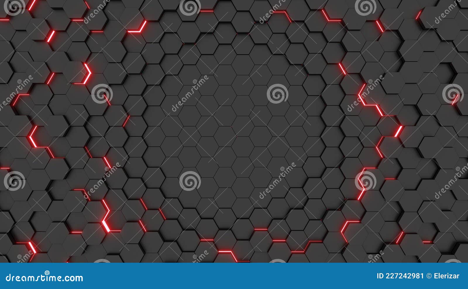 Futuristic Glowing Red Hexagonal or Honeycomb Background. Technology ...