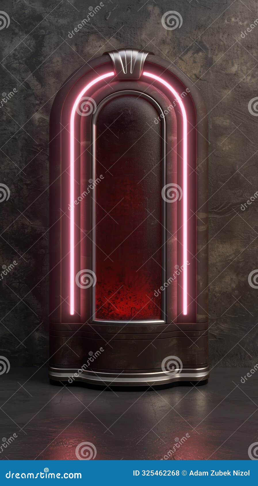 Futuristic Glowing Red Neon Arch Stock Illustration - Illustration of ...