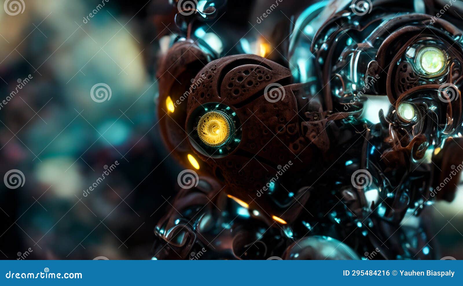 Futuristic Glowing Robot Transformer in the Dark Stock Photo - Image of ...