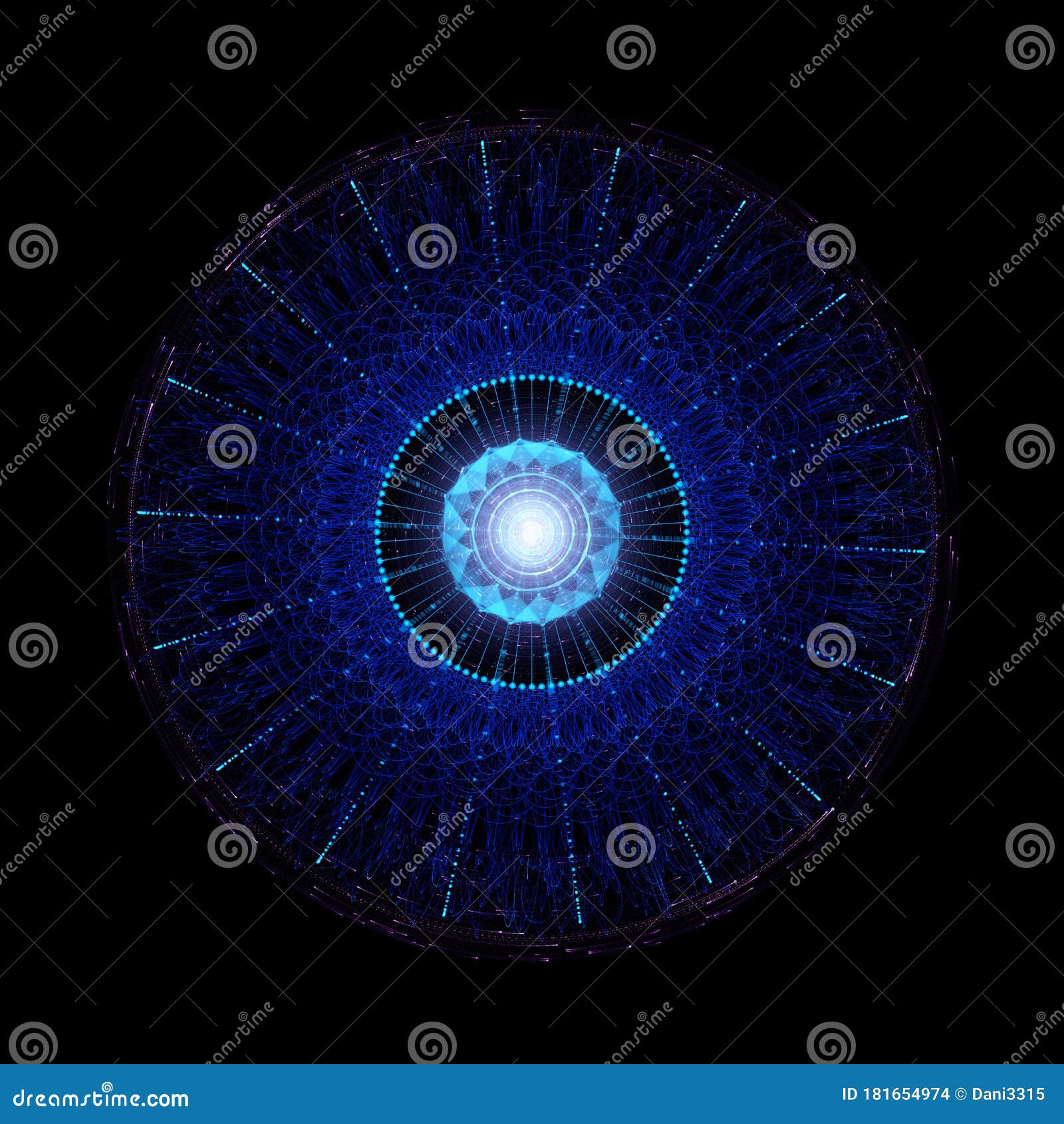 Futuristic Glowing Sci-Fi Element Isolated on Black Stock Photo - Image ...