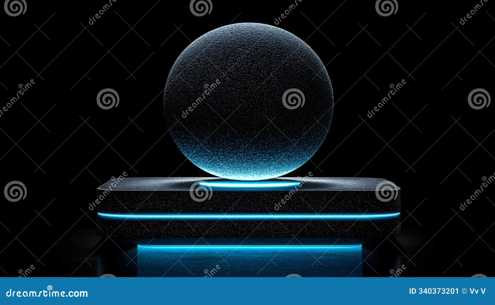 Futuristic Glowing Sphere on a Sleek Base Stock Illustration ...