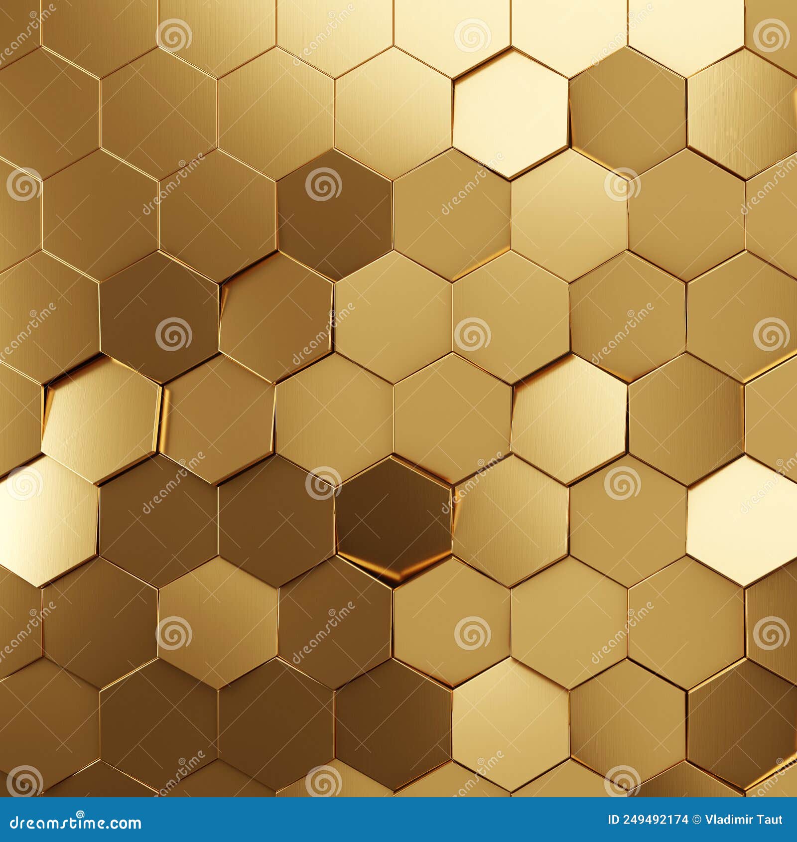 Futuristic Gold Hexagonal Texture Background. 3d Rendering Stock ...