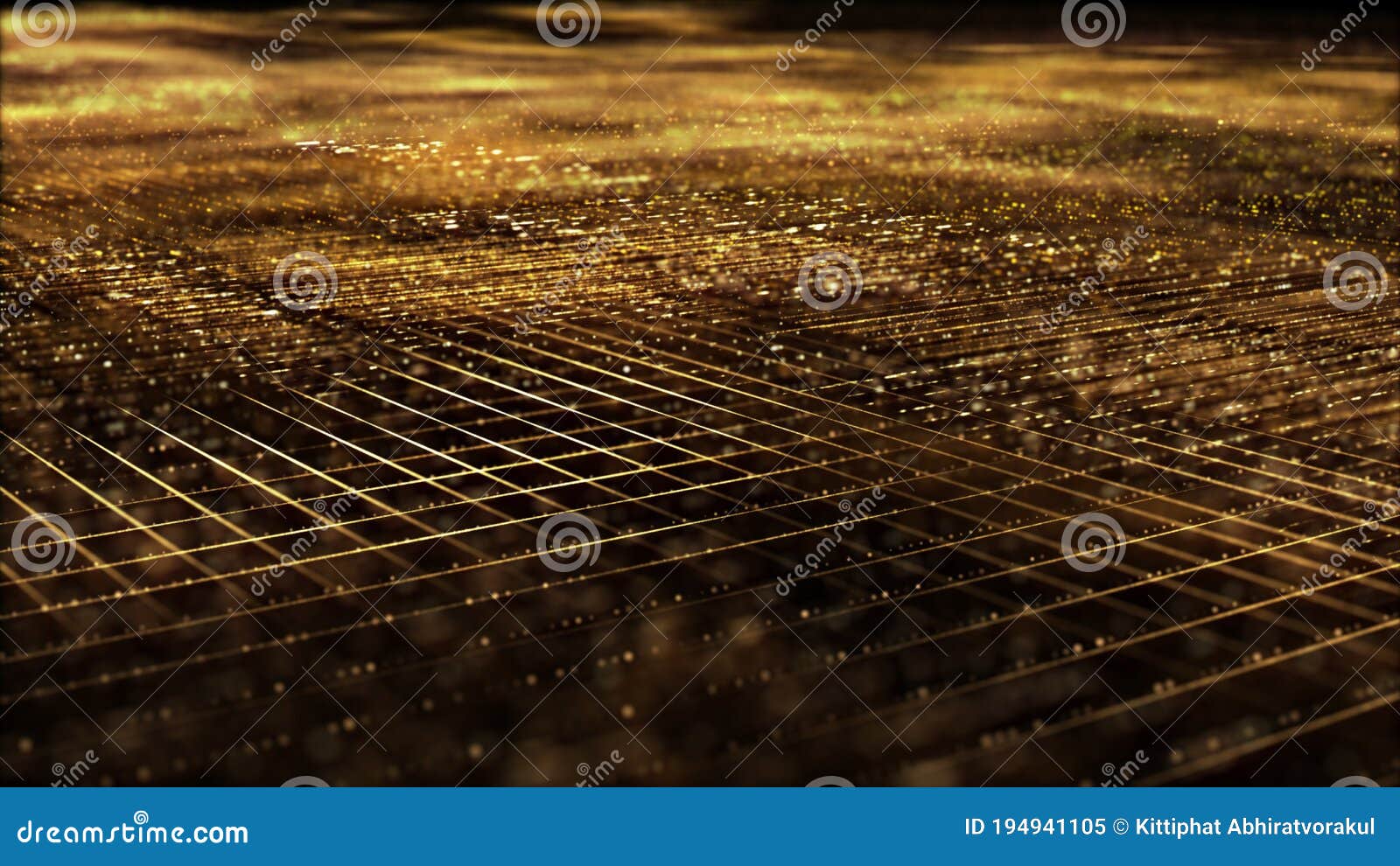 Futuristic Golden Matrix Grid Particles Background Stock Illustration ...