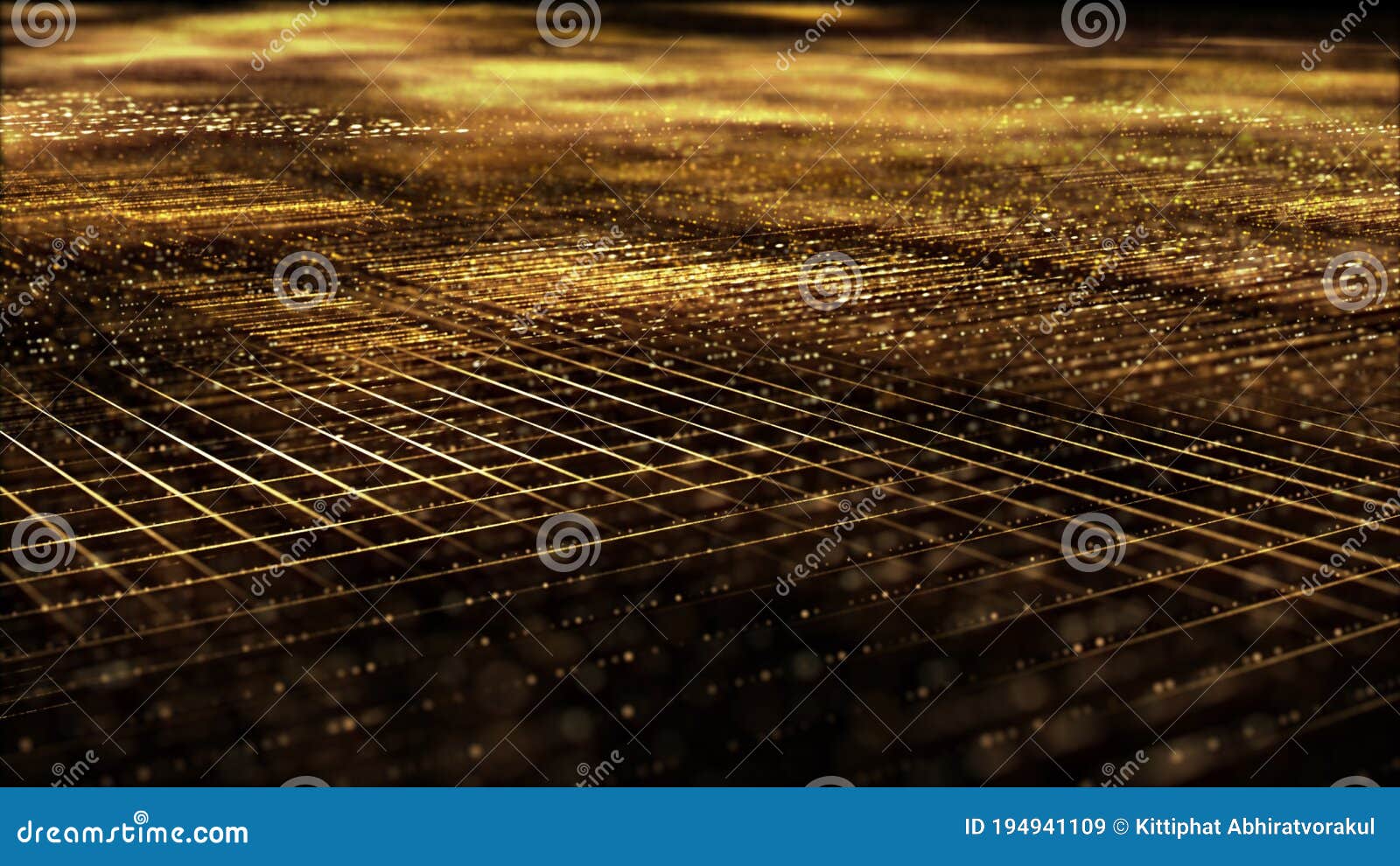 Futuristic Golden Matrix Grid Particles Background Stock Illustration ...