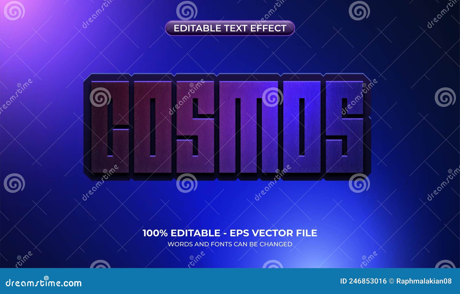 Futuristic Gradient Cosmos Text Effect. Realistic Steel Font Effect ...