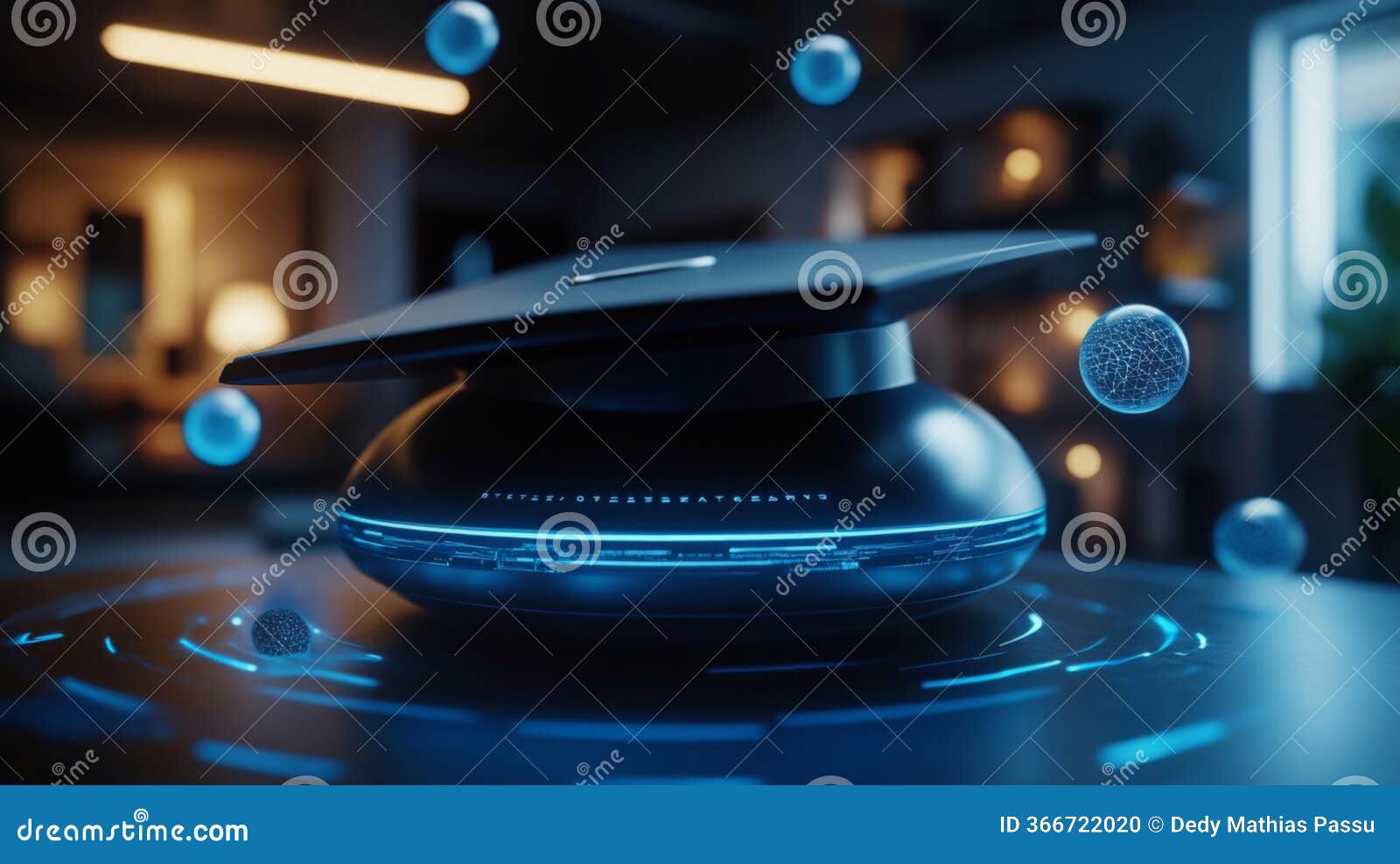 Futuristic Graduation Cap Concept Shows Tech Connections. Digital ...