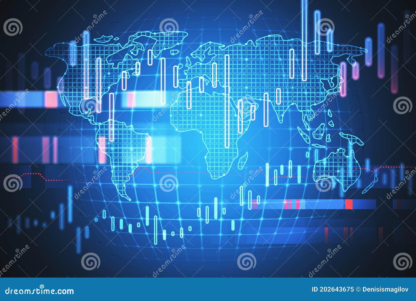 Futuristic Graph and World Map Interface Stock Illustration ...