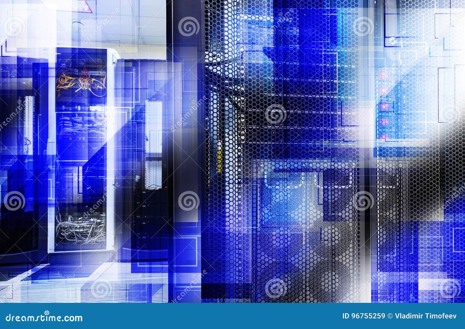 Futuristic Graphic Background Mainframe of Server Room in Data Center ...