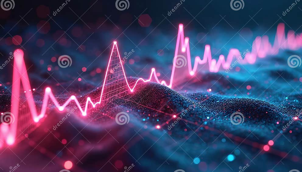 Futuristic Graphic Displays Complex Wave Pattern with Luminous Lines ...