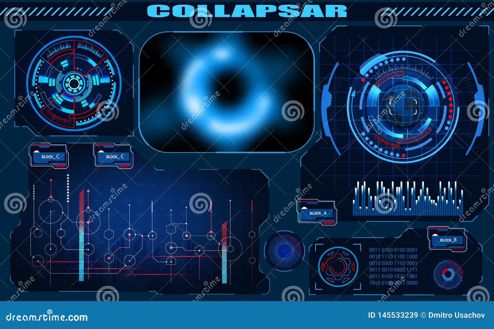 Futuristic Graphic Interface Black Hole, Total Eclipse, Hud Design ...