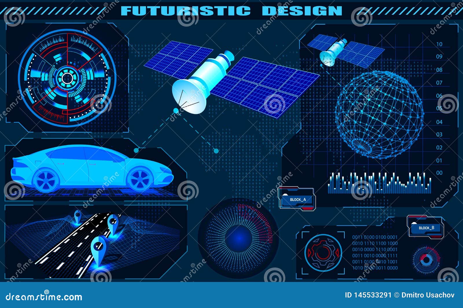 Futuristic Graphic Interface, Satellite Car GPS Navigation, Hud Design ...