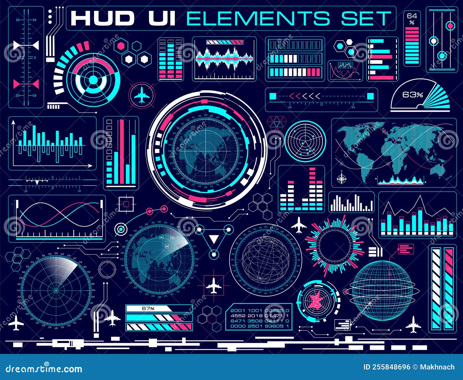 Futuristic Graphic User Interface HUD UI Vector Set Stock Vector ...