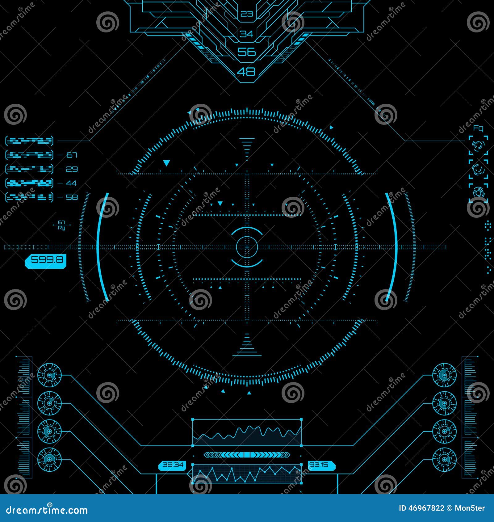 Futuristic Graphic User Interface. Stock Vector - Illustration of blue ...