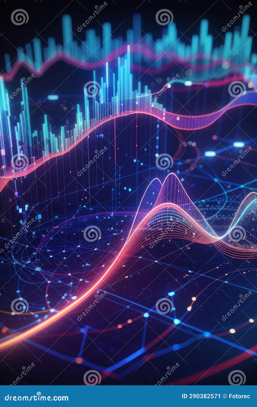 Futuristic Graphics with Curves Like Volumes and Finances Stock ...