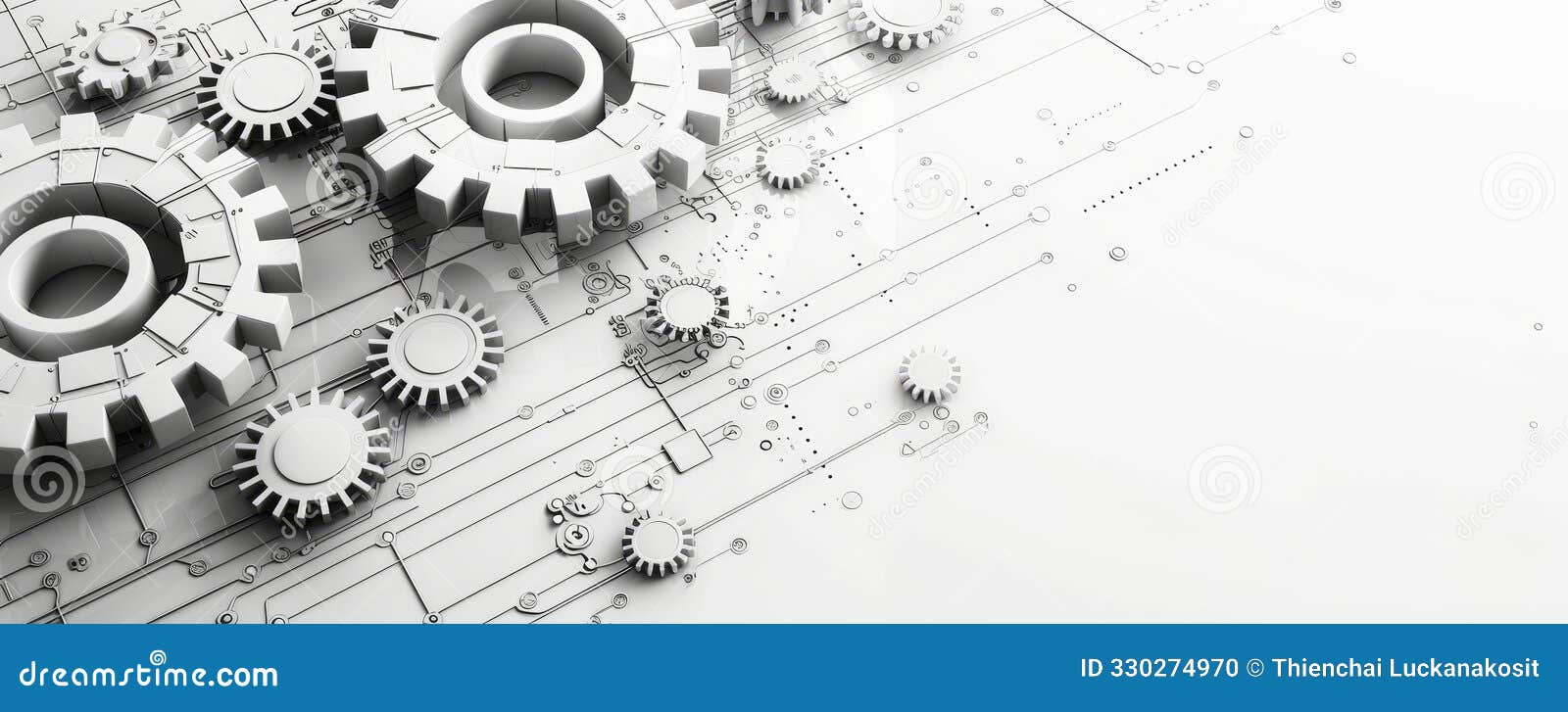 Futuristic Gray Gears and Tech Elements on White Background ...