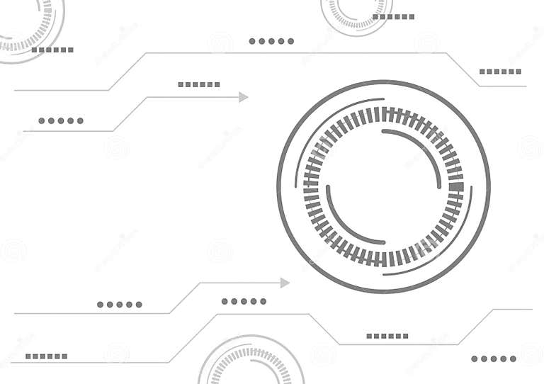 Futuristic Gray Tech Circle with Line and Element on White Abstract ...