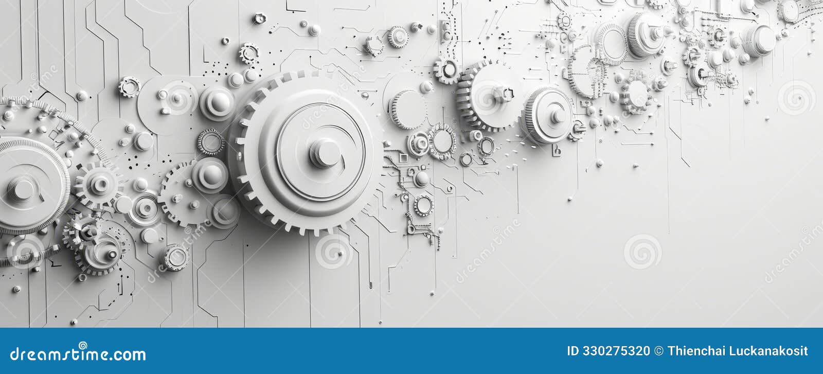 Futuristic Gray Tech Elements and Gears on Abstract White Background ...
