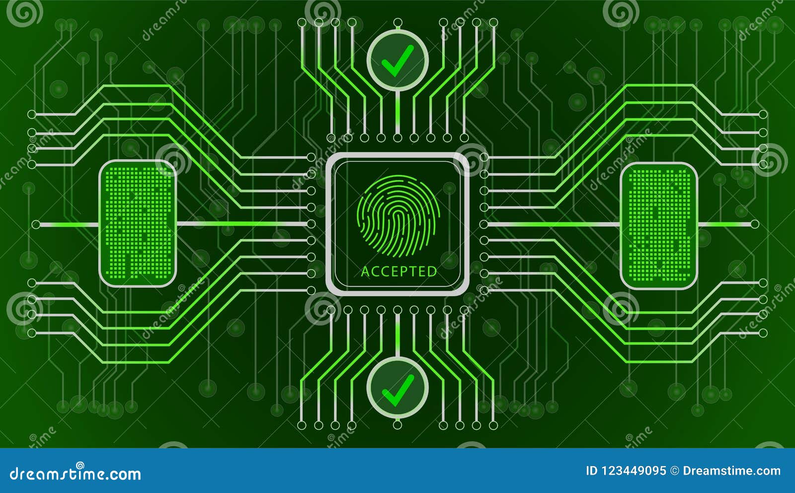 Futuristic Green Abstract Background. Accepted. Biometric Control and ...