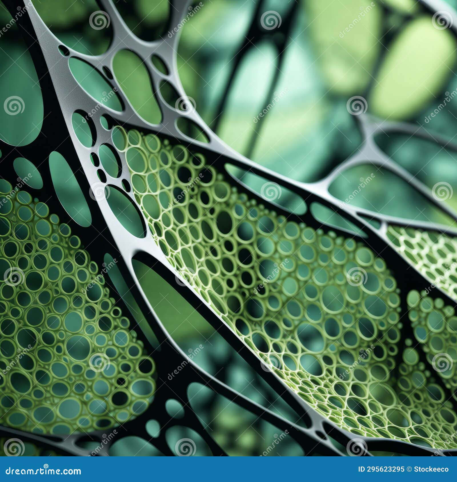 Futuristic Green Cell Structure with Biomimicry-inspired it Background ...