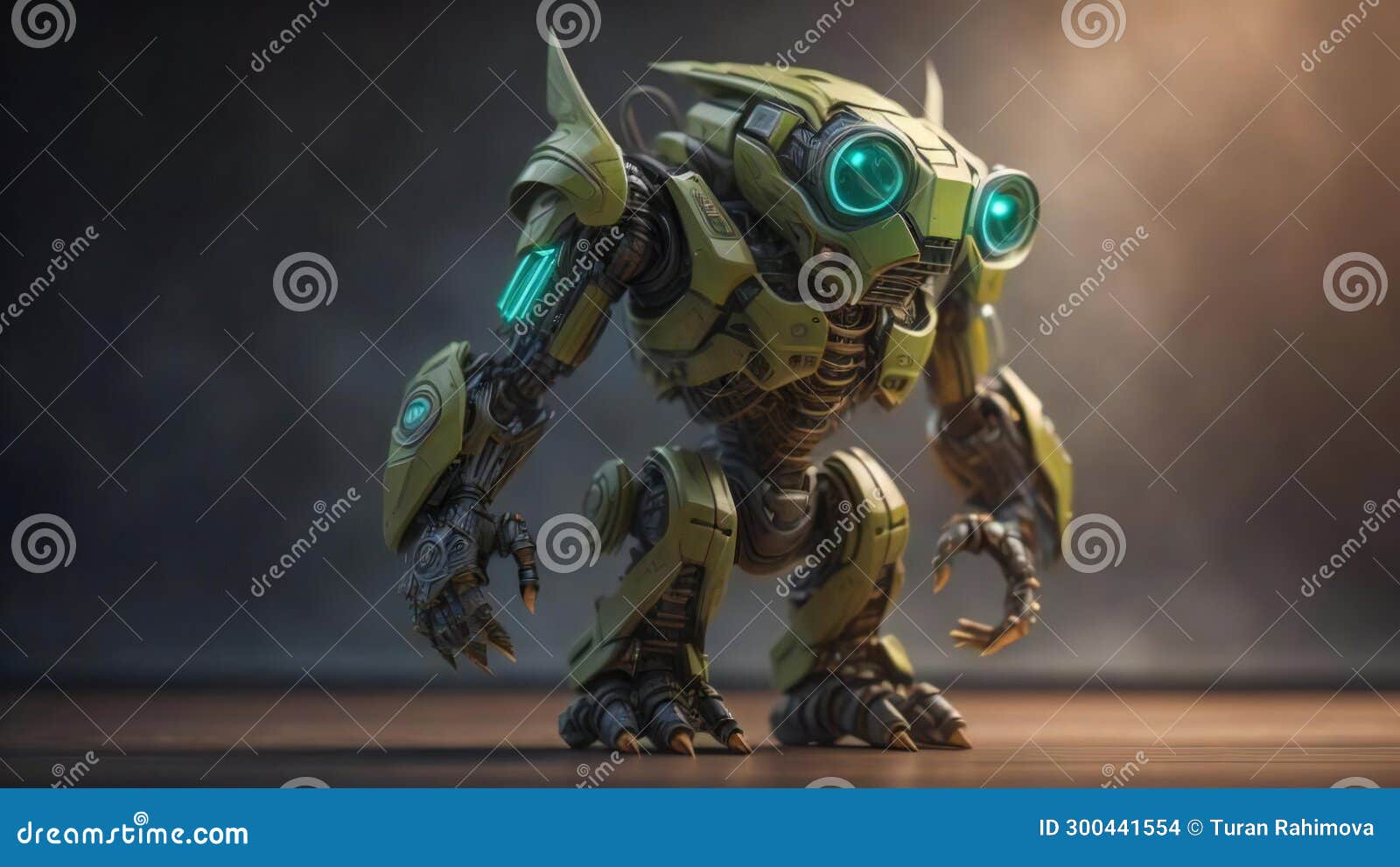 Futuristic Green Robot Toy on Dark Background. Generative Ai Stock ...