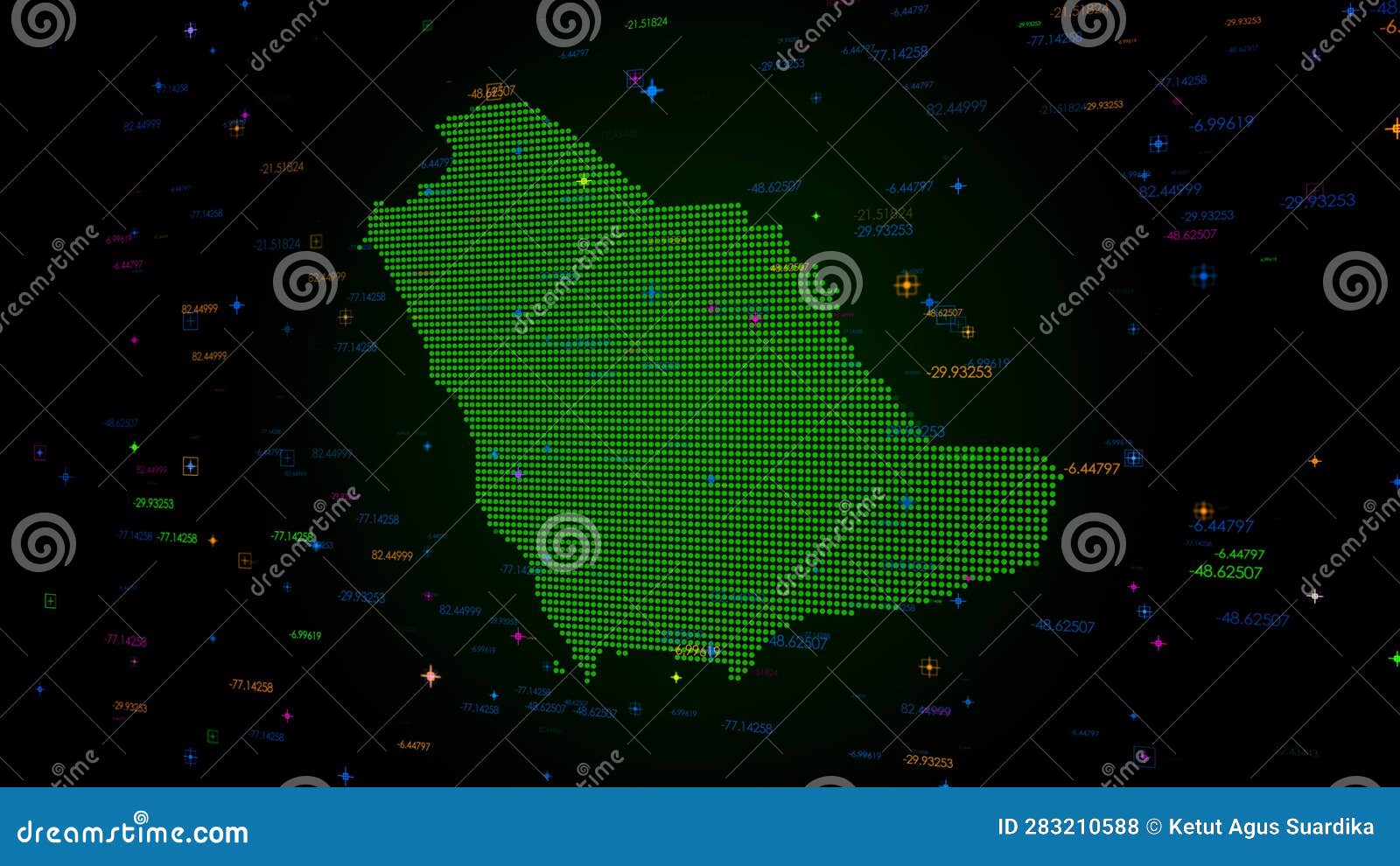 Green Shiny Digital Technology Hud Dots Mosaic Grid Saudi Arabia Map ...