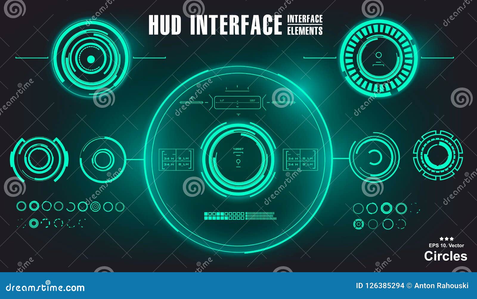 Futuristic Green Virtual Graphic Touch User Interface, Target Stock ...