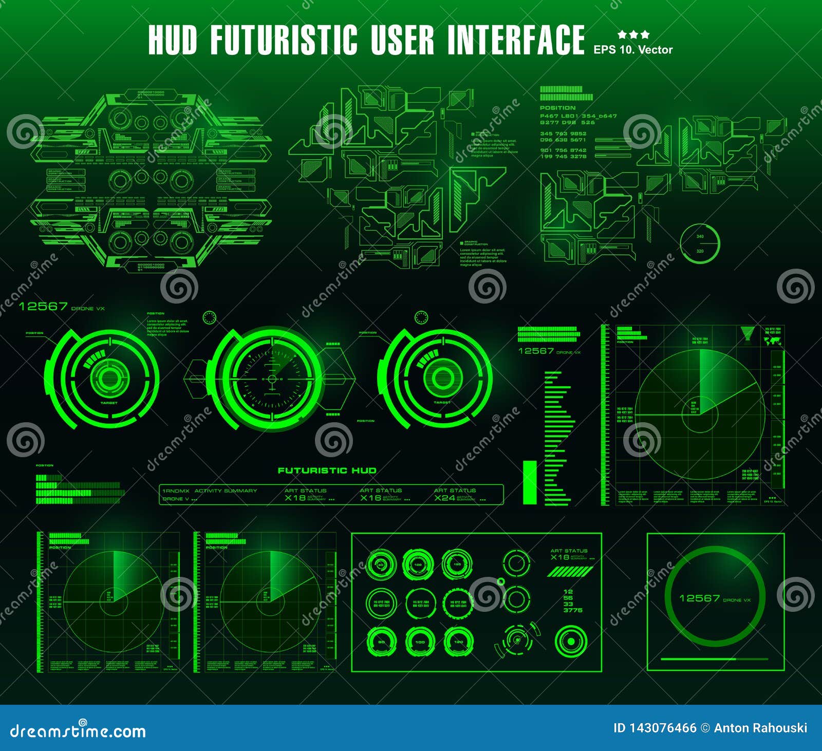 Futuristic Green Virtual Graphic Touch User Interface, Target. HUD ...