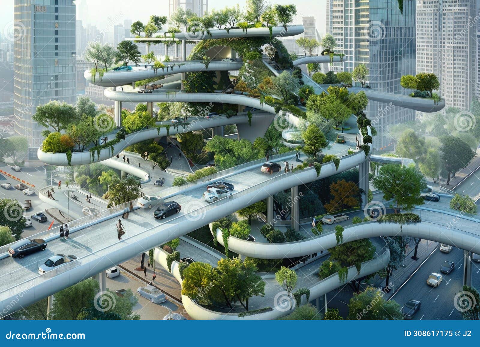 Futuristic Greenery-Integrated Highway System in an Eco-Friendly City ...