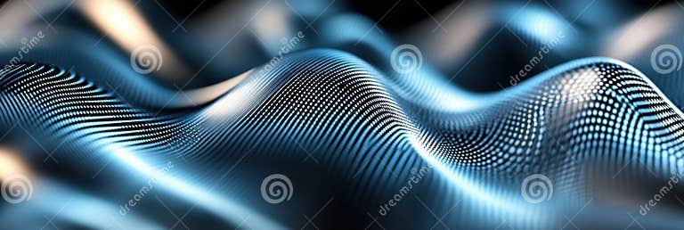 Futuristic Grid Pattern with Dark Blue Glowing Digital Lines on a Black ...