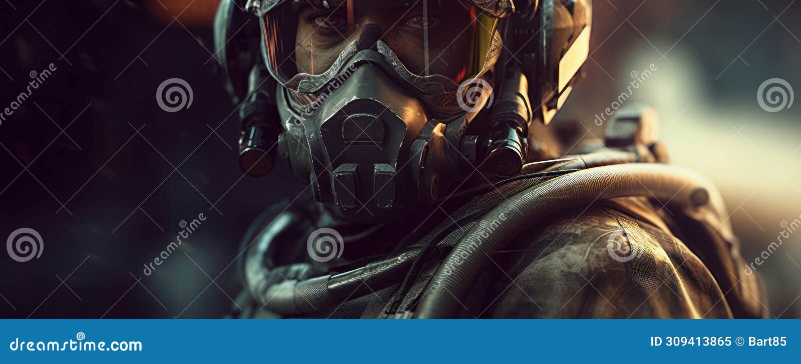 Futuristic Guardian Warrior: Portrait of Ultimate Armed Soldier in the ...