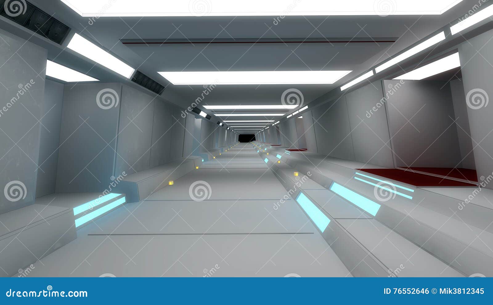 Futuristic Hall Alien Spaceship Stock Illustration - Illustration of ...