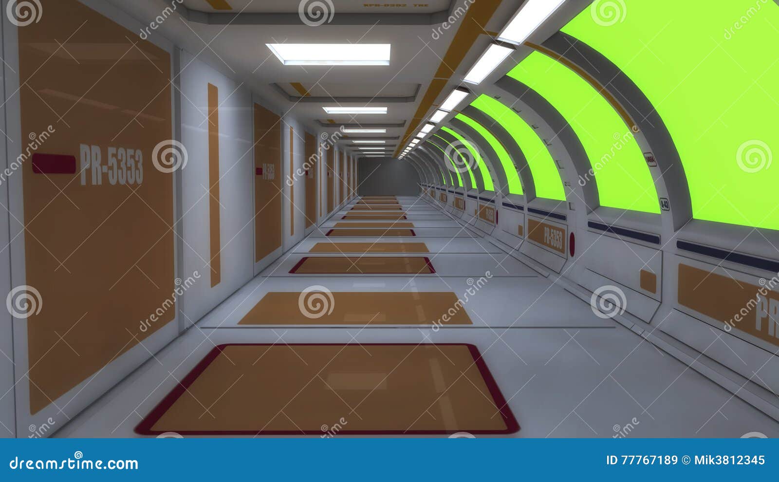 Futuristic Hall Alien Spaceship Stock Image - Image of interstellar ...