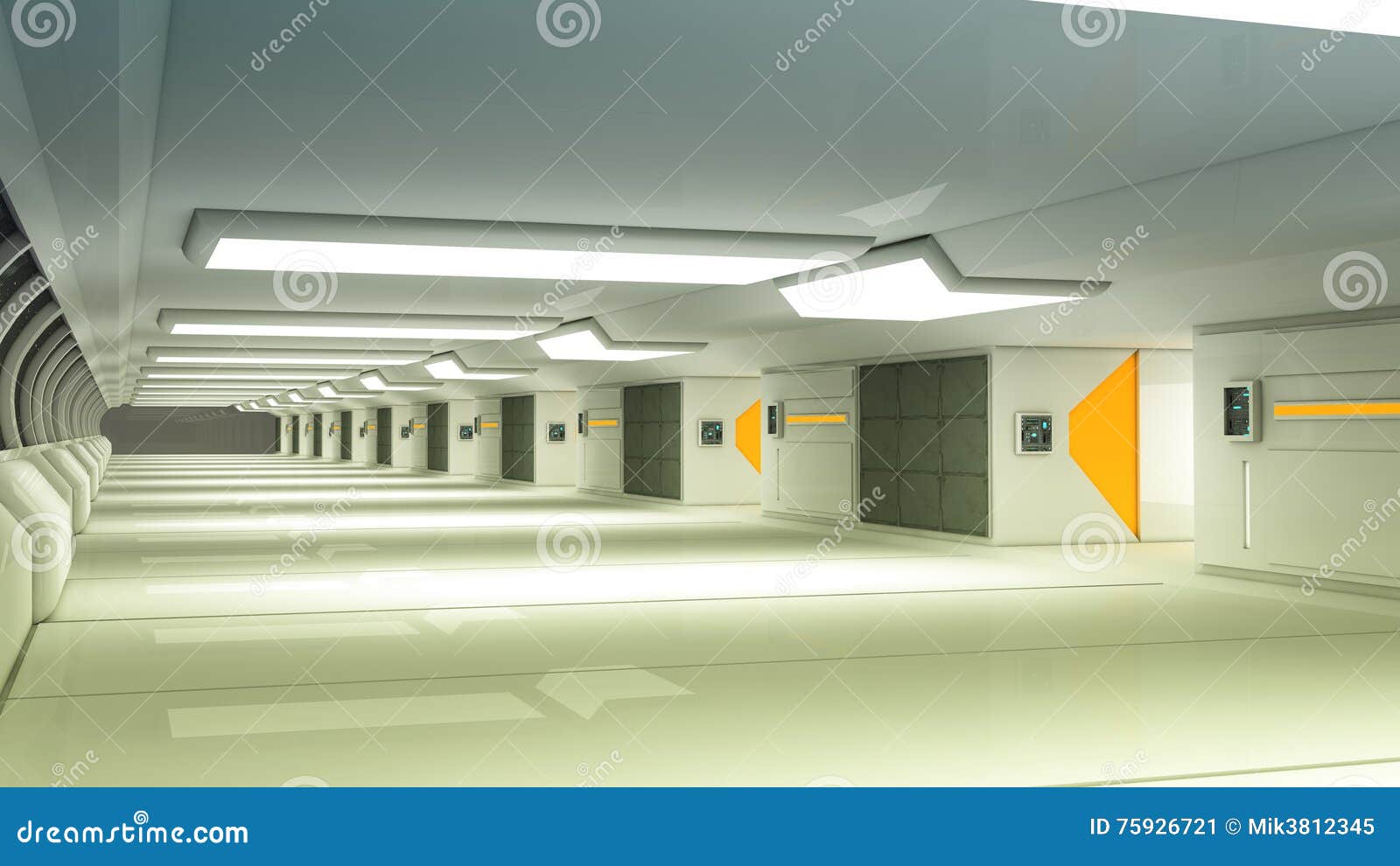 Futuristic Hall Architecture Stock Illustration - Illustration of alien ...
