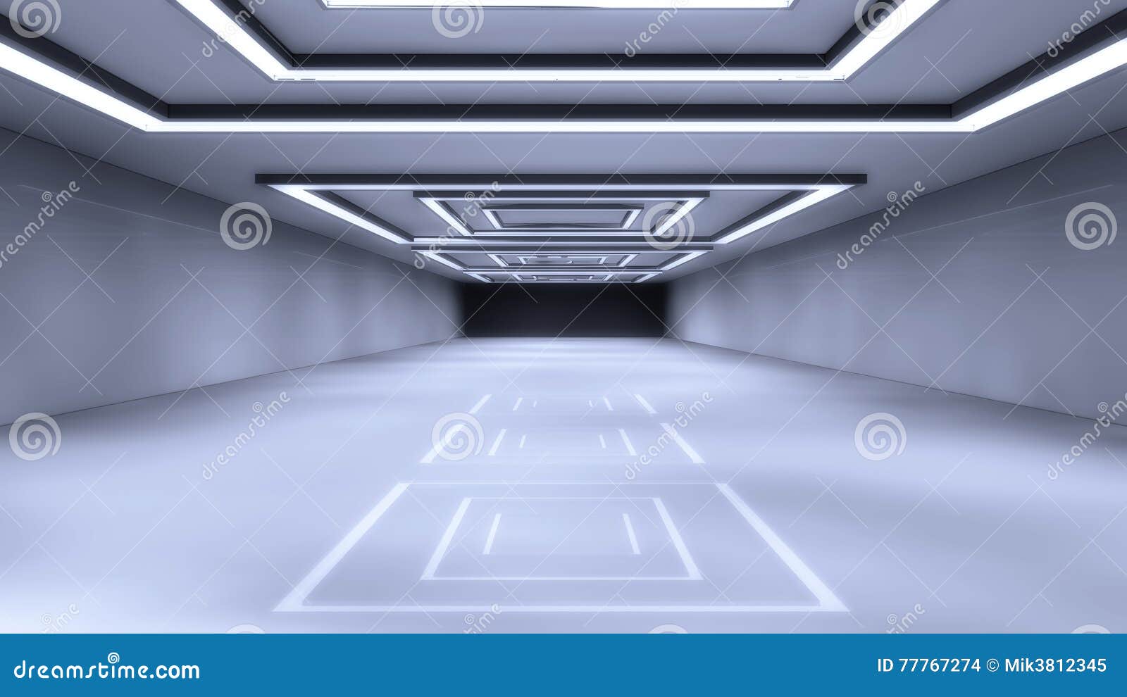 Futuristic Hall Architecture Stock Illustration - Illustration of film ...