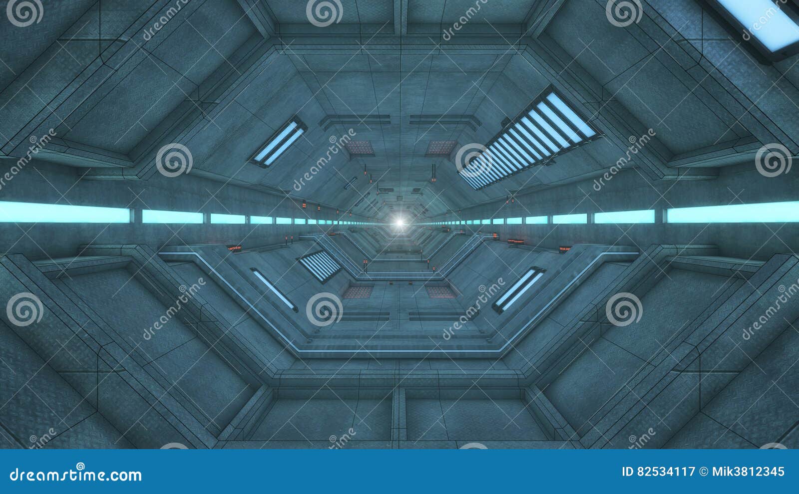 Futuristic Hall Architecture Stock Illustration - Illustration of ...
