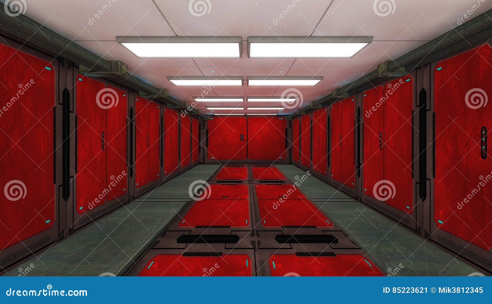 Futuristic Hall Architecture Stock Illustration - Illustration of ...