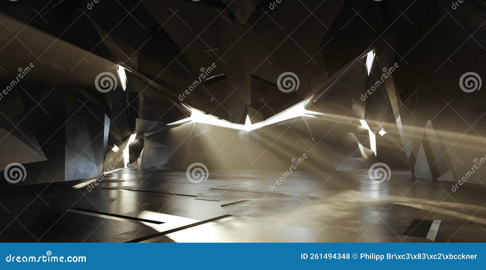 Futuristic Hall Door Tunnel Basement with Sun Light and Rays 3d Render ...