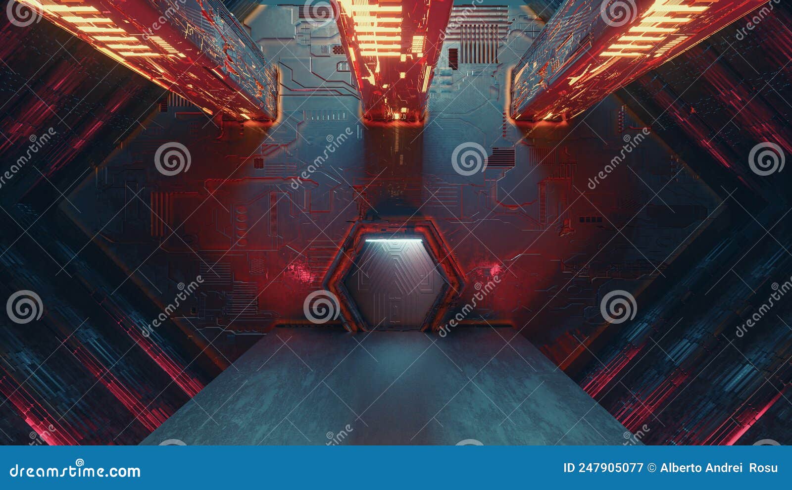 Futuristic Hall. Futuristic Interior of a Hall To a Gate. Stock ...