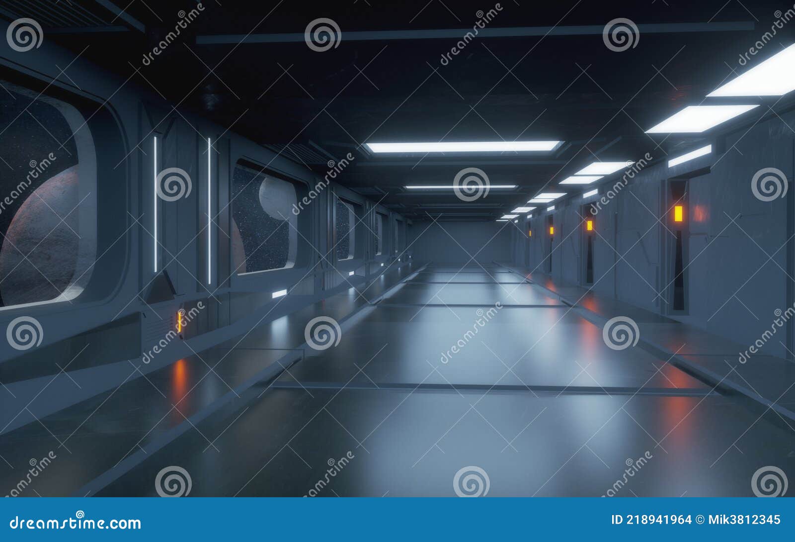 Futuristic Hallway. Concept of Modern Architecture and Interior ...