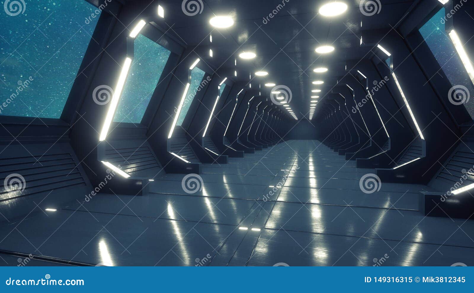 Futuristic Hallway. Interior Concept Design Stock Illustration ...