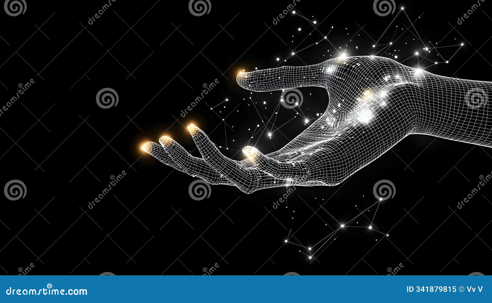 Futuristic Hand with Glowing Connections Stock Image - Image of design ...