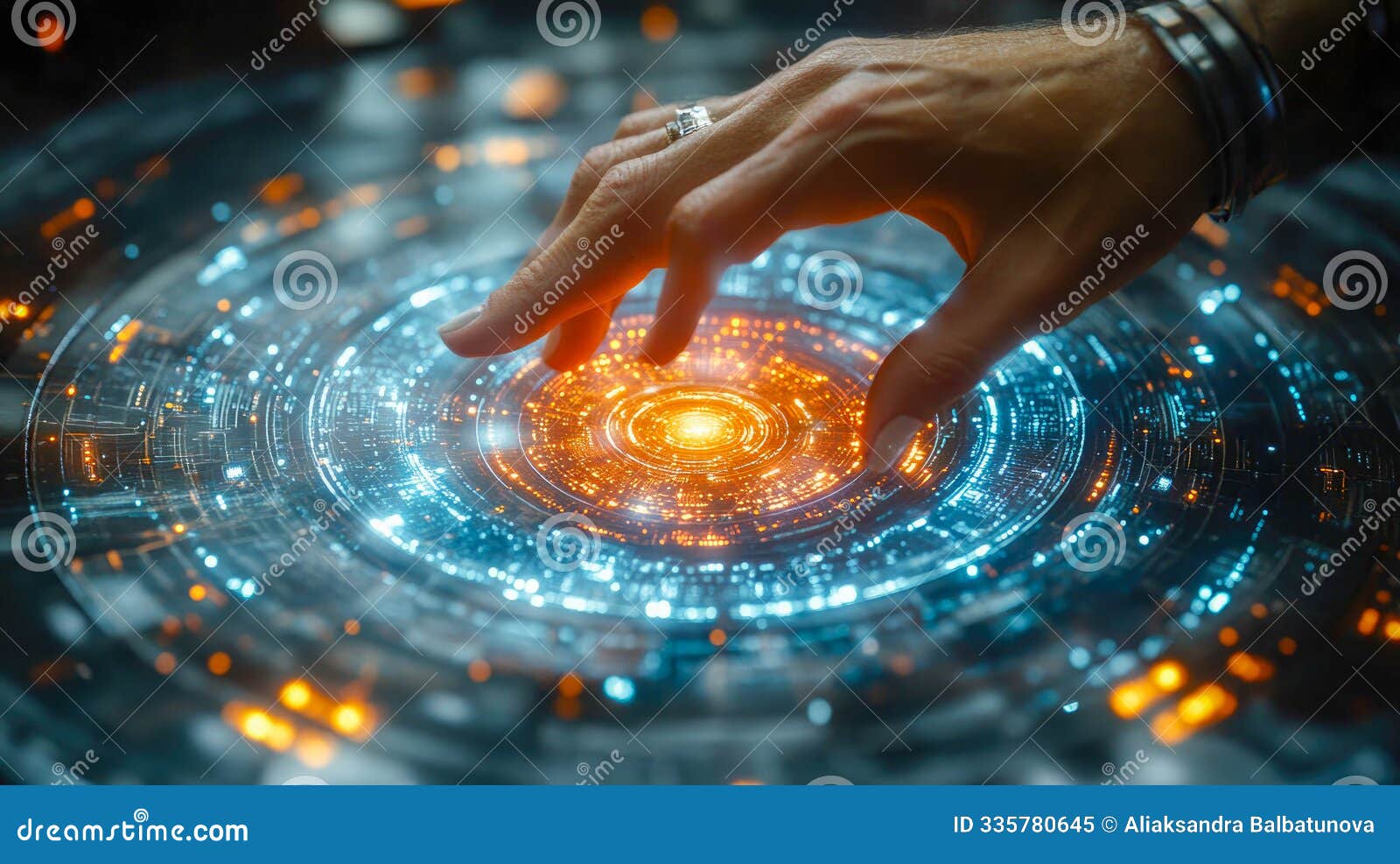 Futuristic Hand Reaching Towards Cloud In Digital Space Royalty-Free ...