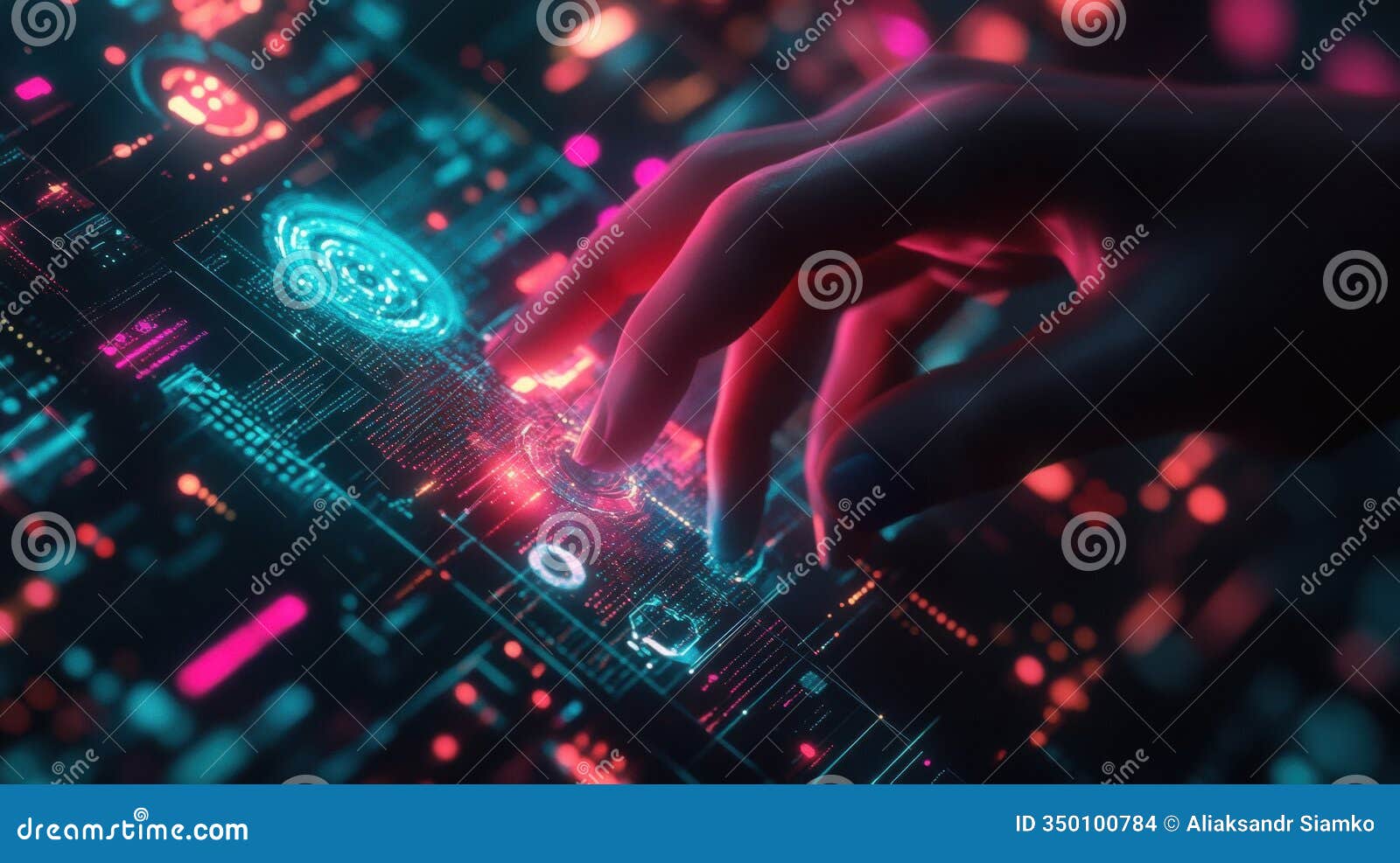 Hand Interacts With Interactive Database Screen. Flowchart Illustrates ...