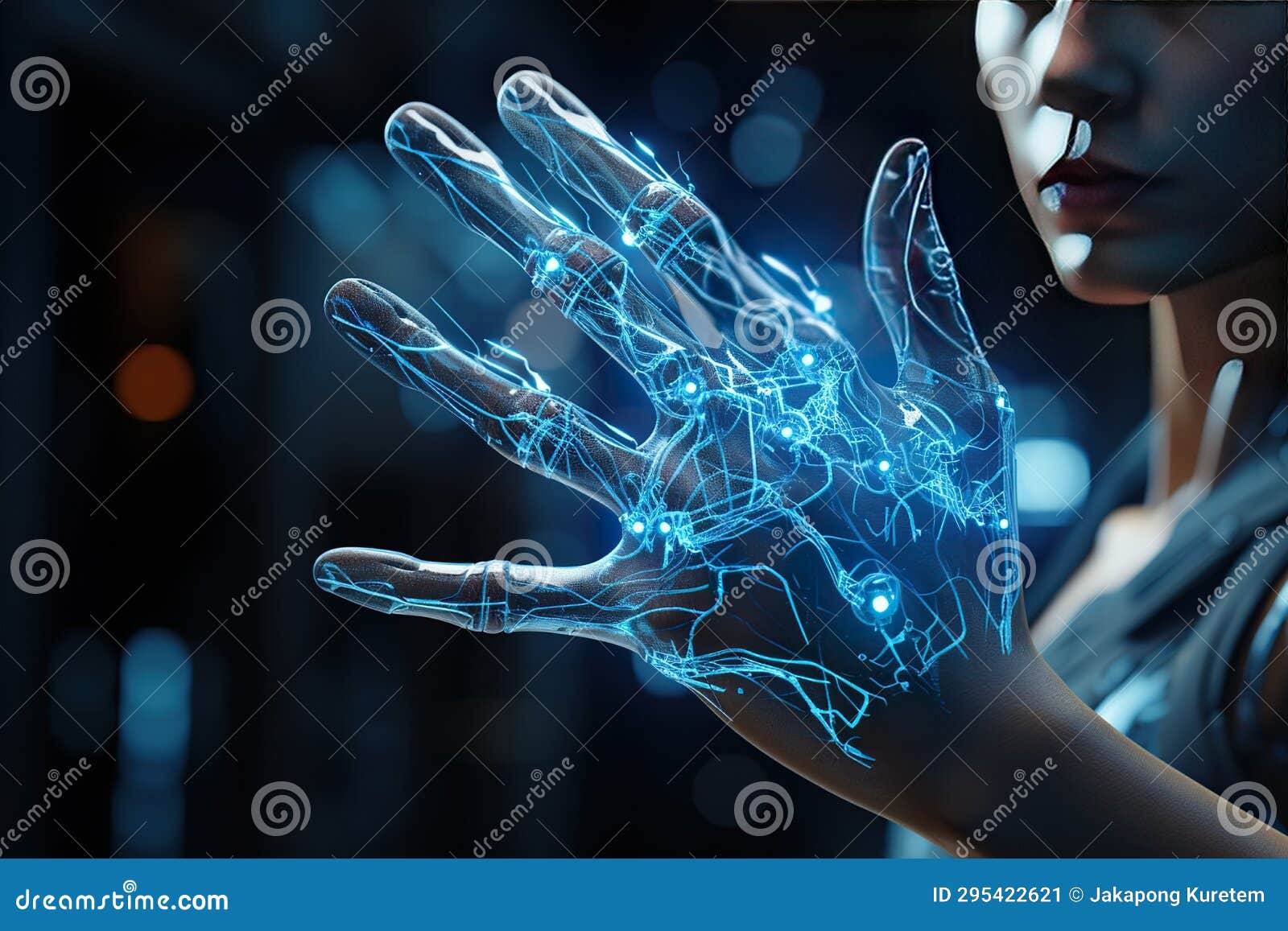 A Futuristic of Hand Interface. Stock Illustration - Illustration of ...