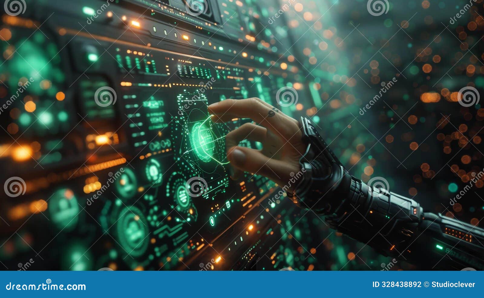 Futuristic Hand Interface Technology - Generative Ai Stock Illustration ...