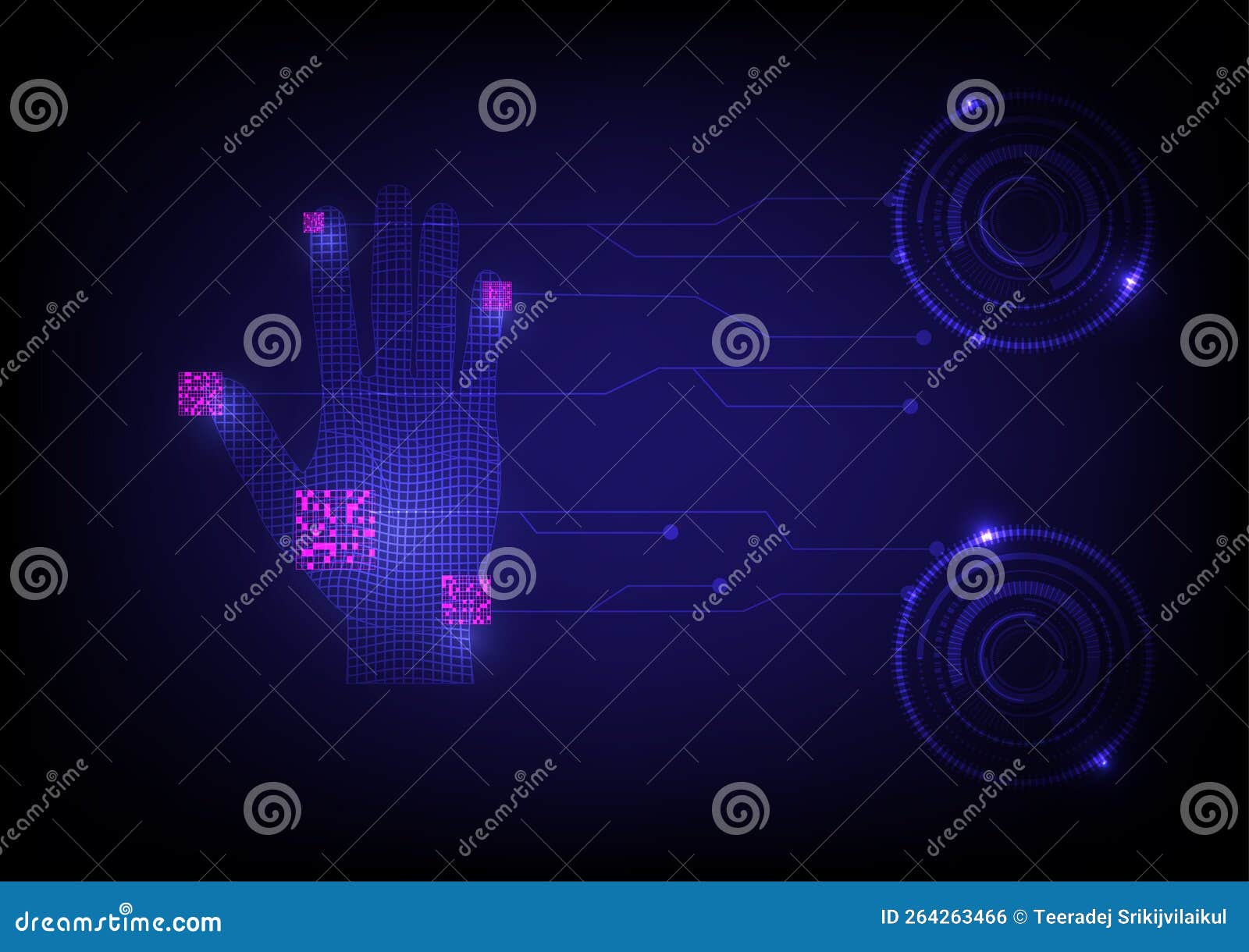 Futuristic Hand Scan Recognition on Technology Background Stock ...