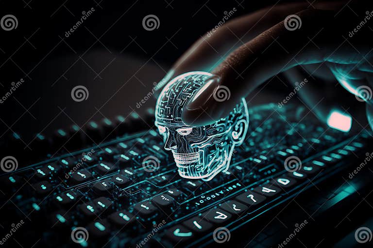 Futuristic Hand Typing Keyboard with AI Robot Brain As Helper ...