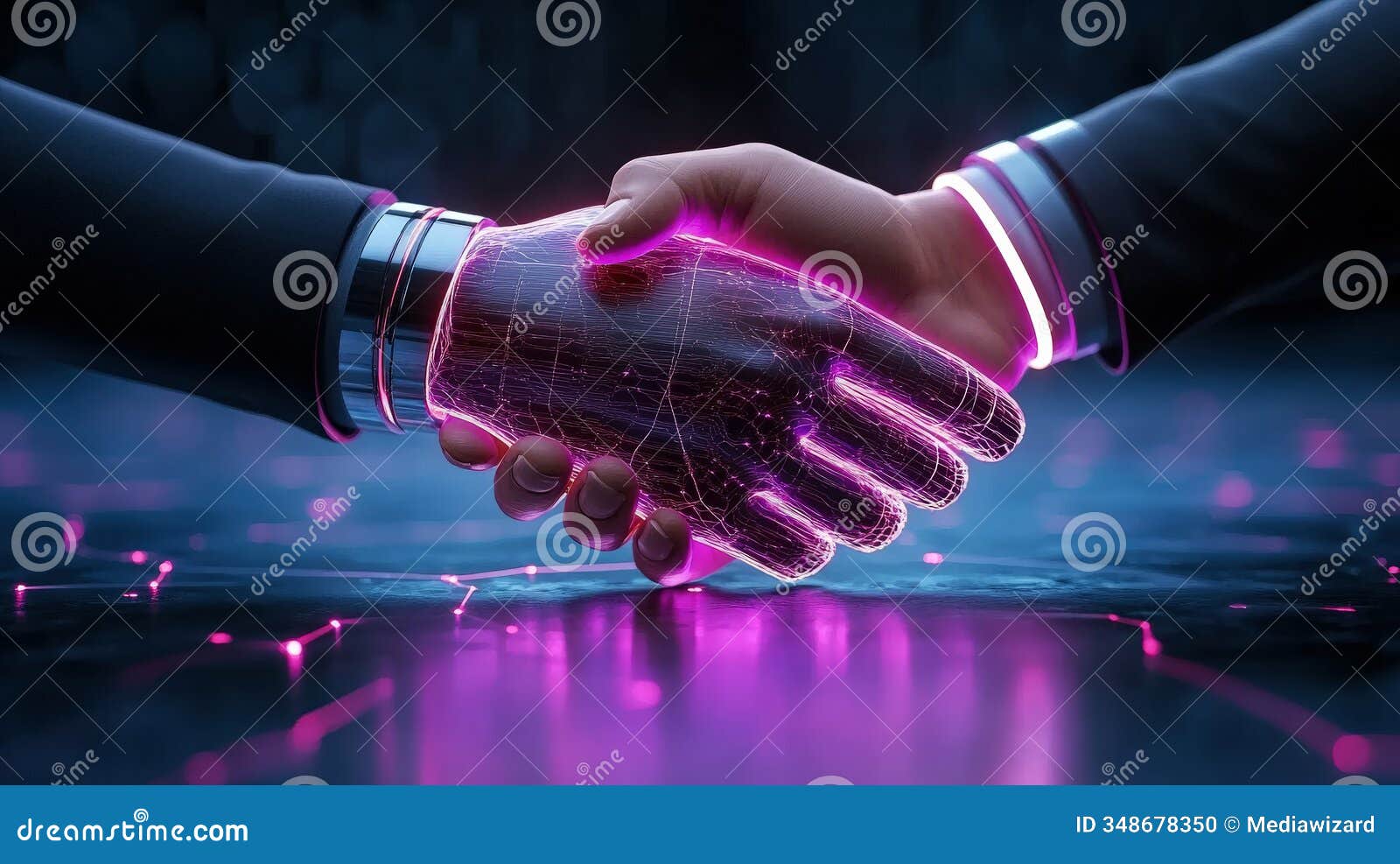 A Futuristic Handshake between a Human Hand and a Robotic Hand ...
