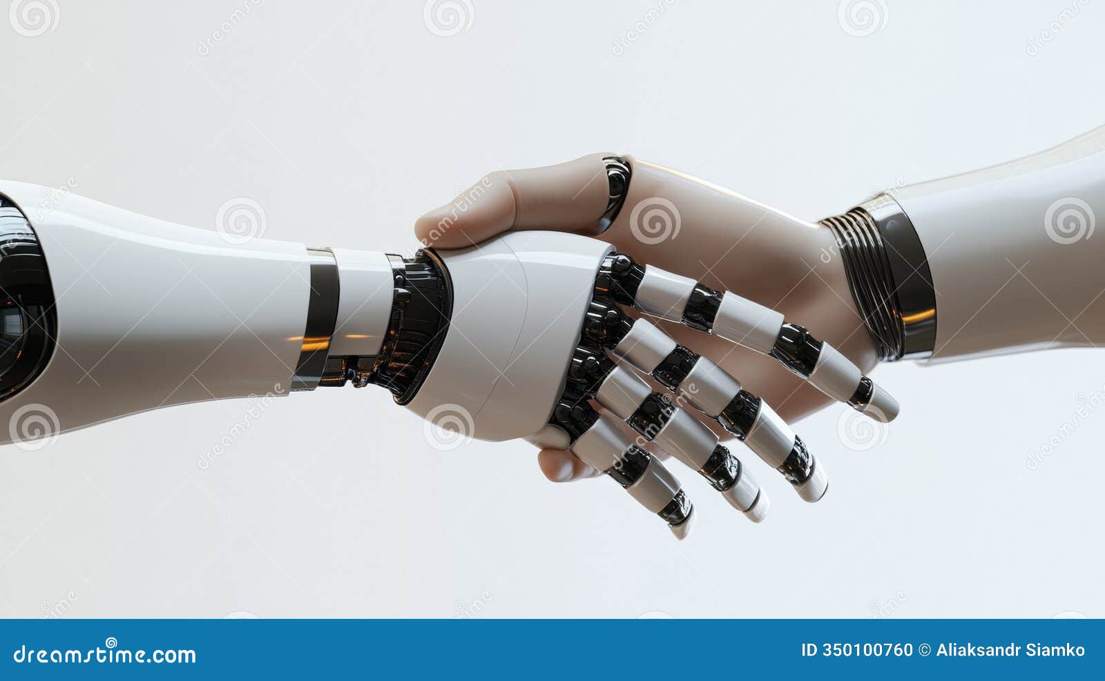 Futuristic Handshake between Human and Robotic Hands Symbolizing Unity ...