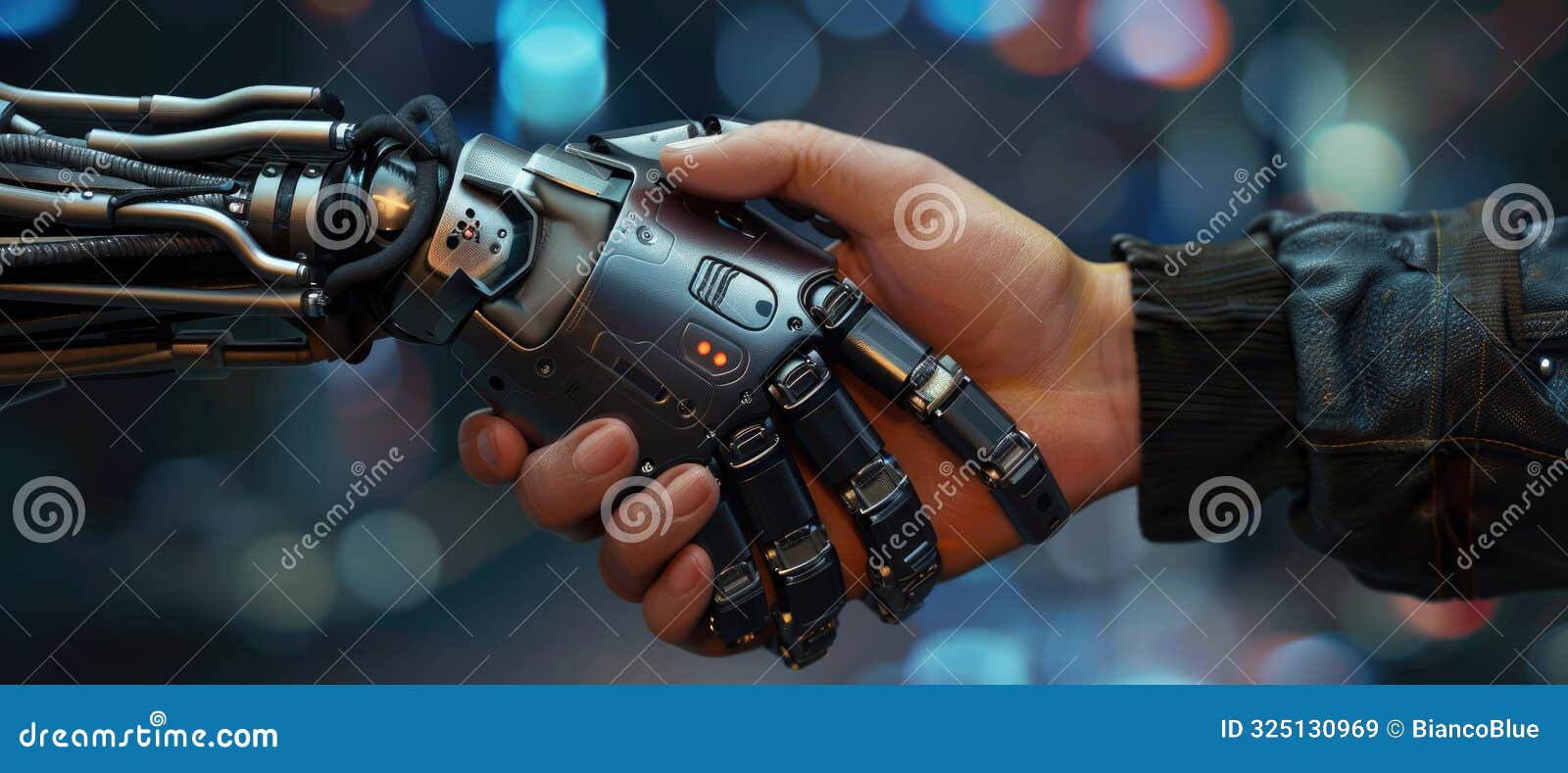 Handshake Symbolizes Bond between Robots and Humans, Showing Alliance ...